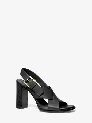 Michael Kors Jasmine Leather Sandal In Size By - Black