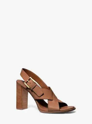 Michael Kors Jasmine Leather Sandal In Size By - Brown