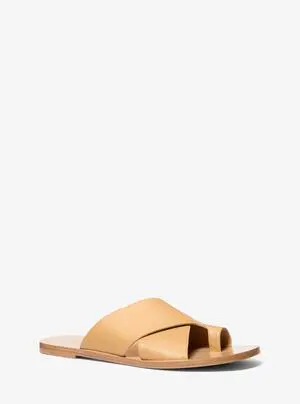 Michael Kors Mackenzie Leather Sandal In Size By - Natural