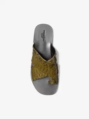 Michael Kors Mackenzie Snake Embossed Leather Sandal In Size By
