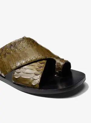 Michael Kors Mackenzie Snake Embossed Leather Sandal In Size By