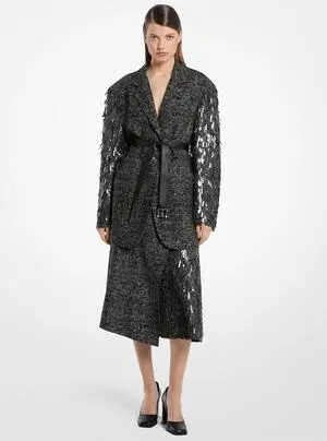 Michael Kors Ryan Hand-embroidered Glen Plaid Paillette Wool Blazer