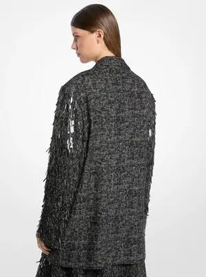 Michael Kors Ryan Hand-embroidered Glen Plaid Paillette Wool Blazer