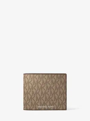 Michael Kors Harrison Logo Billfold Wallet With Passcase In By - Natural