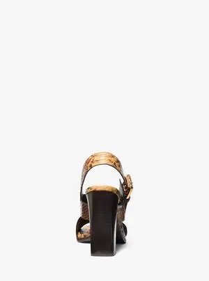 Michael Kors Jasmine Snake Embossed Leather Sandal In Size By
