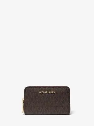 Michael Kors Small Logo And Leather Wallet In By - Brown