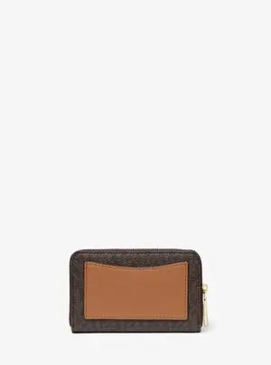 Michael Kors Small Logo And Leather Wallet In By - Brown