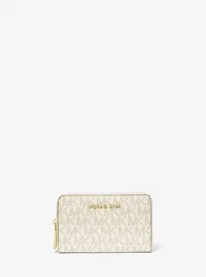 Michael Kors Small Logo And Leather Wallet In By - Natural