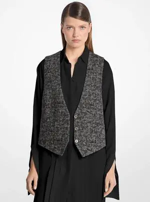 Michael Kors Cropped Glen Plaid Wool Vest