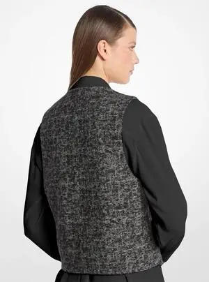 Michael Kors Cropped Glen Plaid Wool Vest