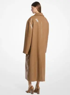 Michael Kors Hand-embroidered Sequin Wool Slouch Coat