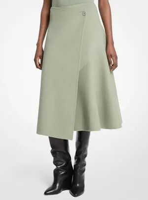 Michael Kors Double Faced Wool Wrap Skirt In Size By - Green