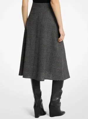 Michael Kors Draped Glen Plaid Wool Wrap Skirt In Size By