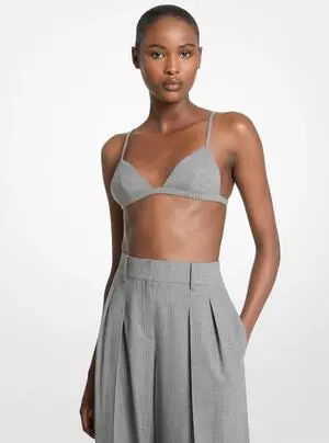 Michael Kors Stretch Tropical Wool Bralette In Size By - Grey