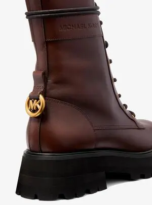 Michael Kors Caleb Burnished Leather Combat Boots - Brown