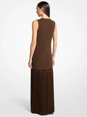 Michael Kors Double Faced Wool Crepe Tassel Dress In Size By