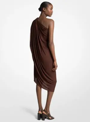 Michael Kors Draped Georgette Jersey One-shoulder Dress In Size By