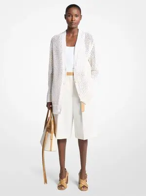 Michael Kors Hand-crocheted Cotton And Cashmere Cardigan - Natural