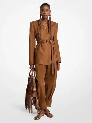 Michael Kors Silk Canvas Belted Wrap Jacket