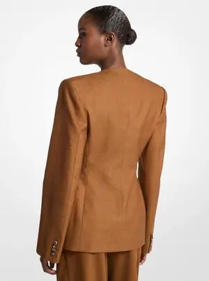 Michael Kors Silk Canvas Belted Wrap Jacket
