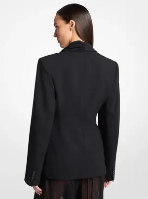 Michael Kors Wool Crepe Blazer With Scarf Detail