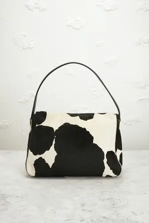 Fendi Pony Hair Mama Baguette Shoulder Bag In & White