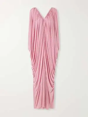 ABADIA Draped Stretch-jersey Maxi Dress