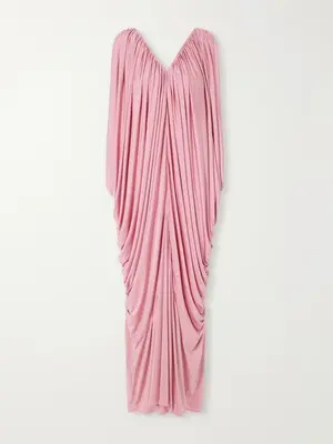 ABADIA Draped Stretch-jersey Maxi Dress - Pink