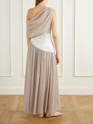 ABADIA Gwyneth Asymmetric Draped Georgette Gown