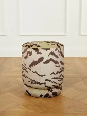 SIX THE RESIDENCE Tiger Velvet-jacquard Pouf - Neutrals