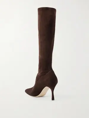 Manolo Blahnik Pamfilo Suede Knee-high Stiletto Boots