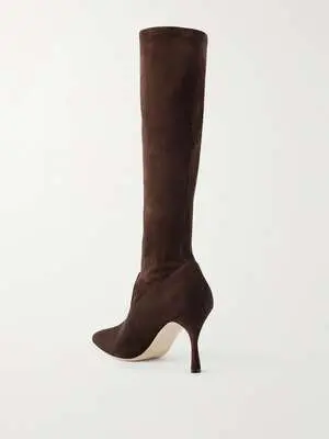 Manolo Blahnik Pamfilo Suede Knee-high Stiletto Boots