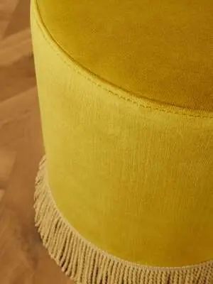 SIX THE RESIDENCE Fringed Velvet Pouf