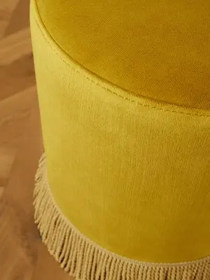 SIX THE RESIDENCE Fringed Velvet Pouf