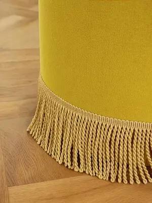 SIX THE RESIDENCE Fringed Velvet Pouf