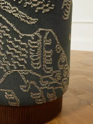 SIX THE RESIDENCE Tiger Mountain Jacquard Velvet Wood Pouf