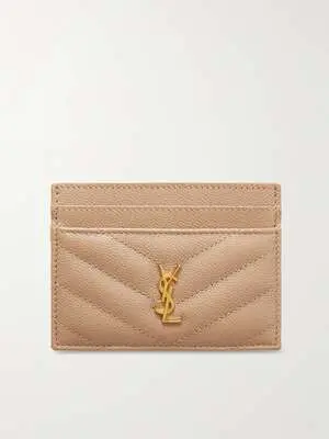 Saint Laurent Cassandre Matelassé Textured-leather Cardholder - Beige