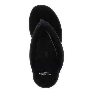 Balenciaga Velvet Wedge Thong Sandals - Black
