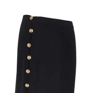 Versace Stretch Viscose Midi Skirt With Medusa Buttons