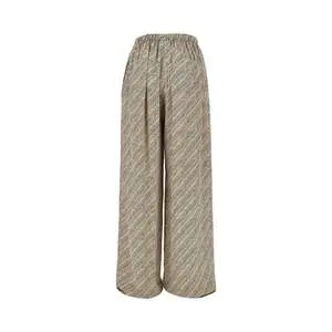Balenciaga Monogram Print Wide Leg Pants - Beige
