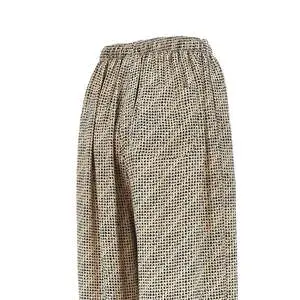 Balenciaga Monogram Print Wide Leg Pants - Beige