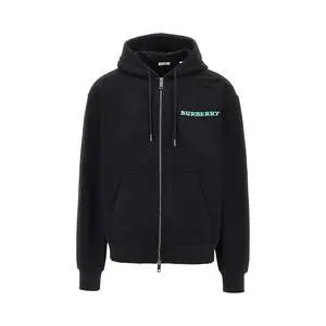 Burberry Heritage Logo Print Full-zip Hoodie - Black