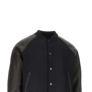 Givenchy Wool And Leather Bomber Jacket With Logo Patch - Black