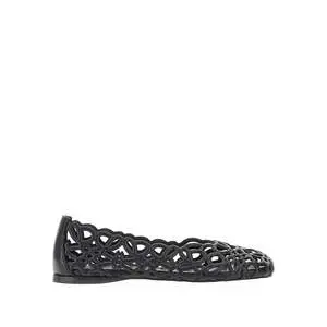 Loewe Petal Anagram Leather Ballet Flats - Black