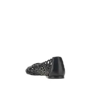 Loewe Petal Anagram Leather Ballet Flats - Black