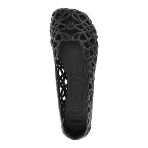 Loewe Petal Anagram Leather Ballet Flats - Black