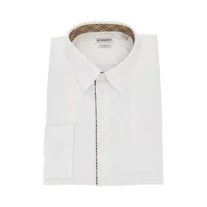 Burberry Poplin Hirt With Check Piping