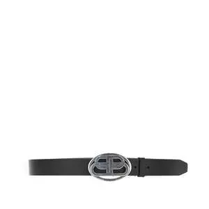 Balenciaga Oval Bb Leather Belt - Black