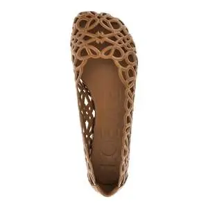 Loewe Petal Anagram Leather Ballet Flats - Brown