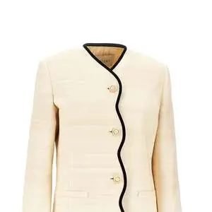 Valentino Garavani Silk Linen Canvas Jacket With Velvet Trimmings